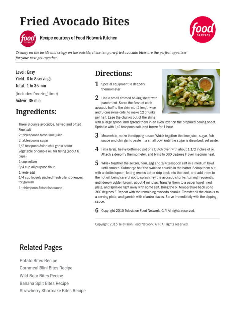 Fried Avocado Bites Recipe - Food Network Kitchen - Food Network | PDF ...
