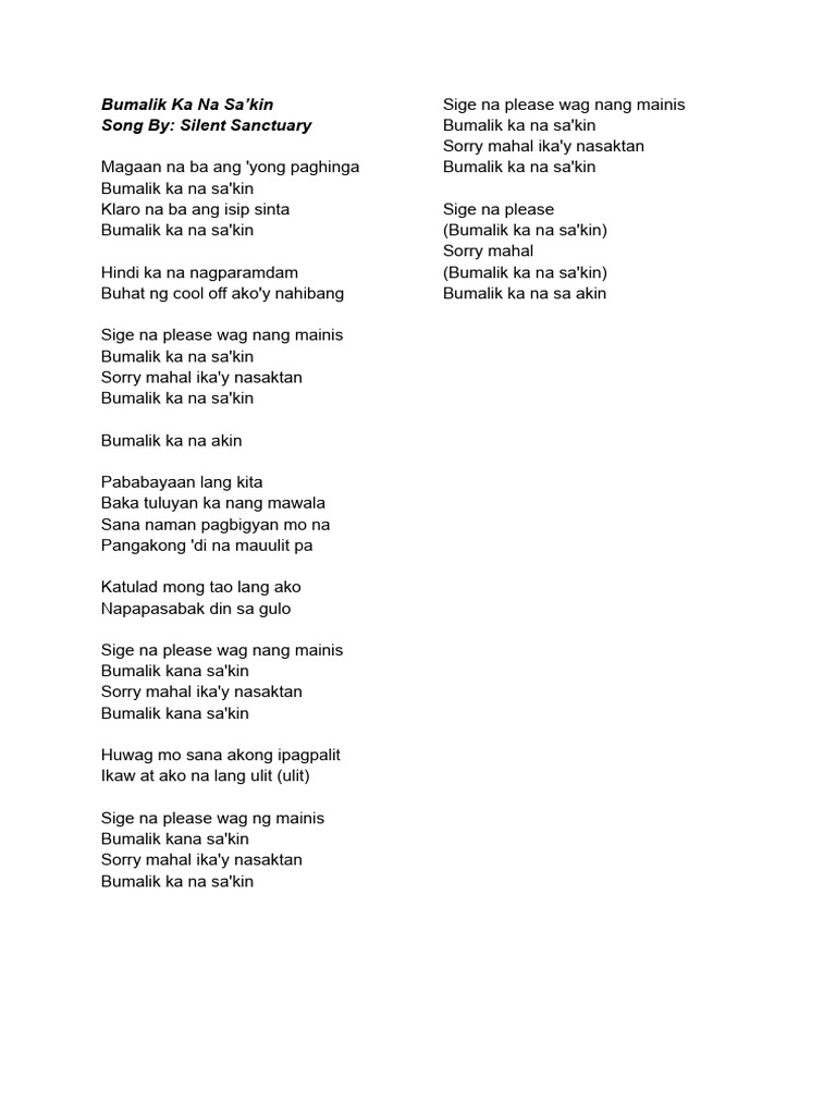 Bumalik Ka Na Sa’kin | PDF