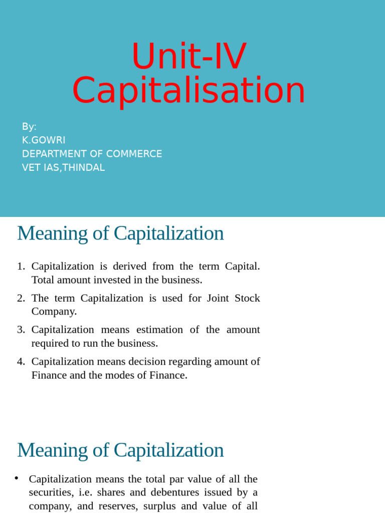 Commerce Capitalization Guide | PDF | Equity (Finance) | Stocks