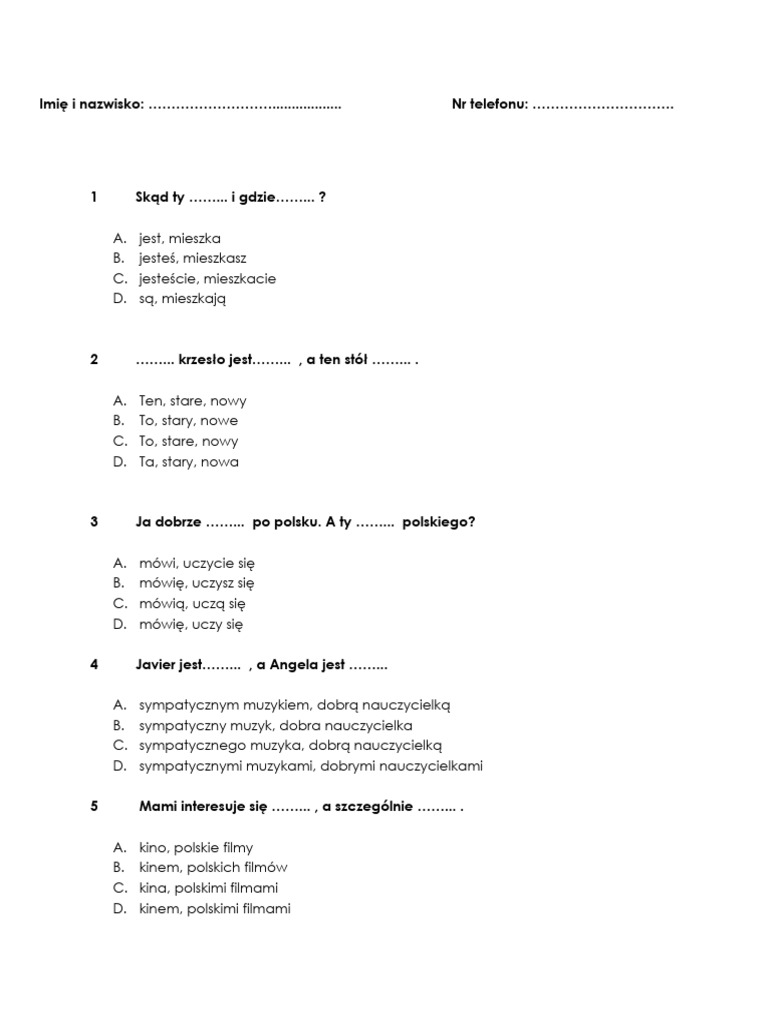 POL Test Na Poziom | PDF
