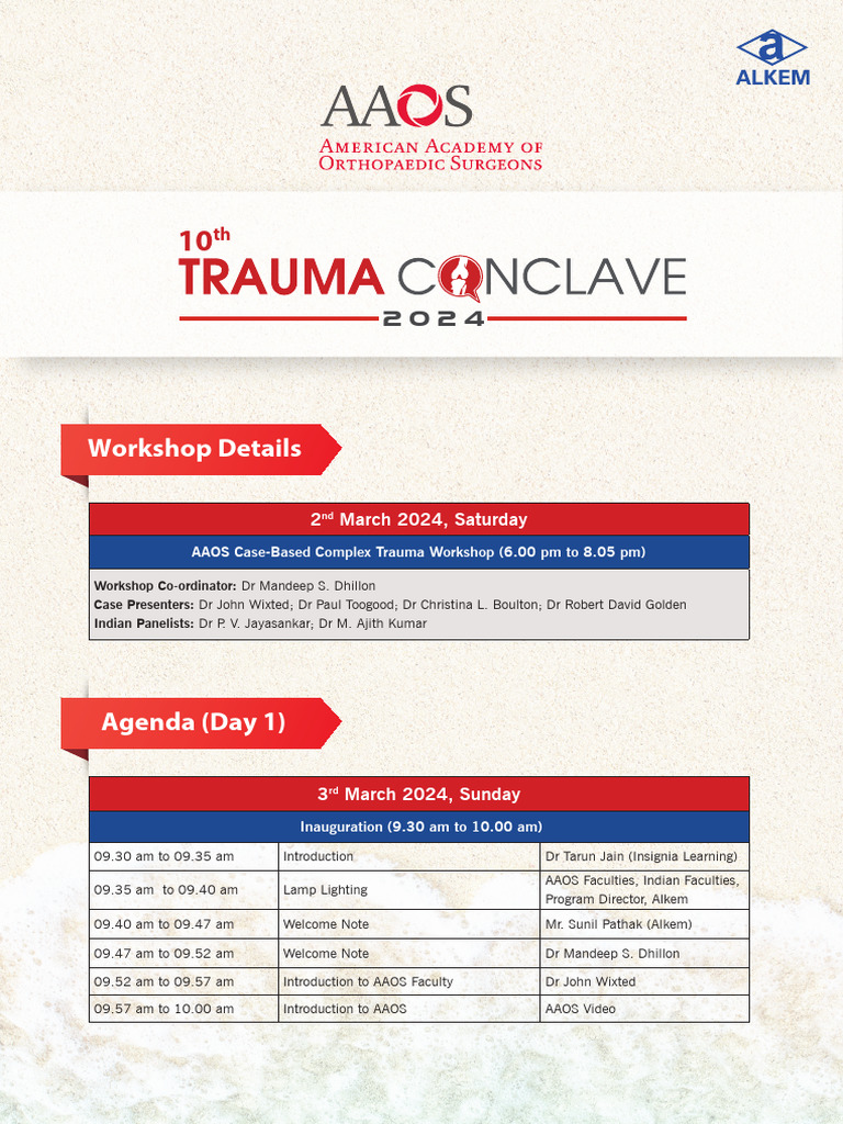 Trauma Conclave 2024 Agenda Flyer - 06.02 | PDF | Limbs (Anatomy ...