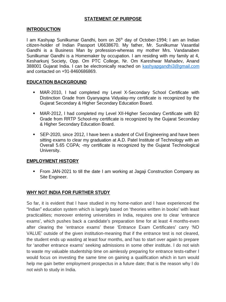 SOP Revised | PDF | University | College