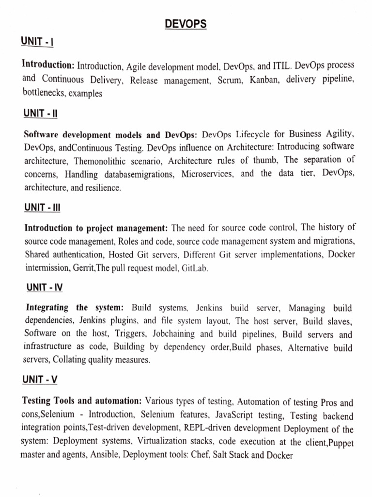 Complete Devops Subject Notes Pdf Software Industry Systems