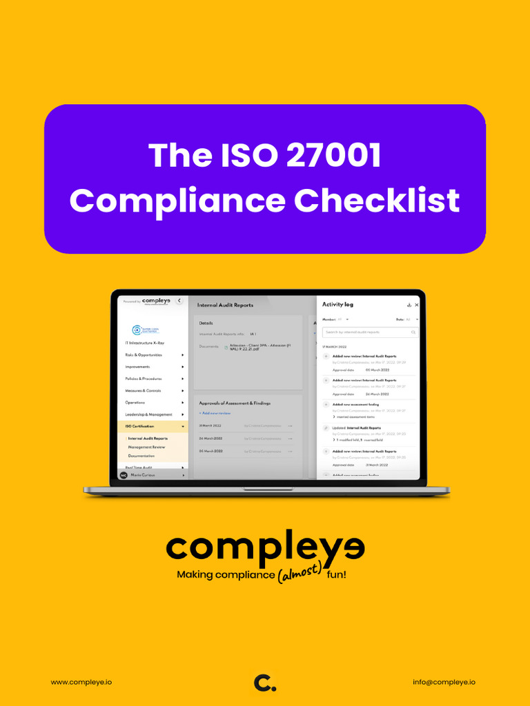 ISO 27001 Compliance Checklist by Compleye | PDF | Audit | Internal Audit