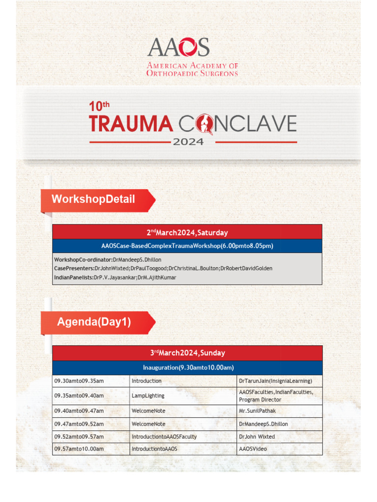 Trauma Conclave 2024 Agenda Flyer | PDF | Limbs (Anatomy) | Lower Limb ...