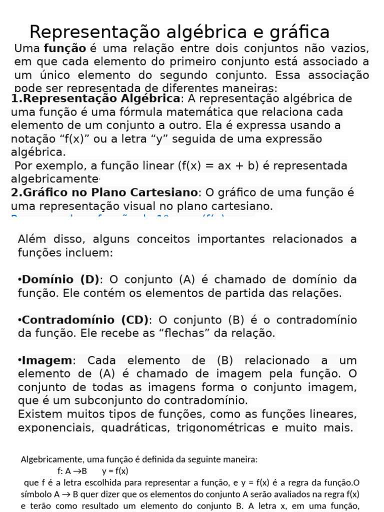 Representação Algébrica de Funções | PDF | Função (Matemática ...