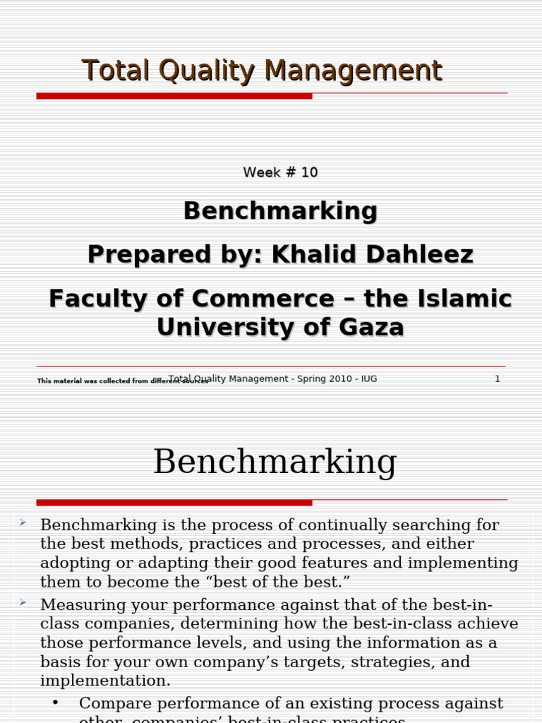 Total Quality Management: Benchmarking Guide | PDF | Benchmarking ...