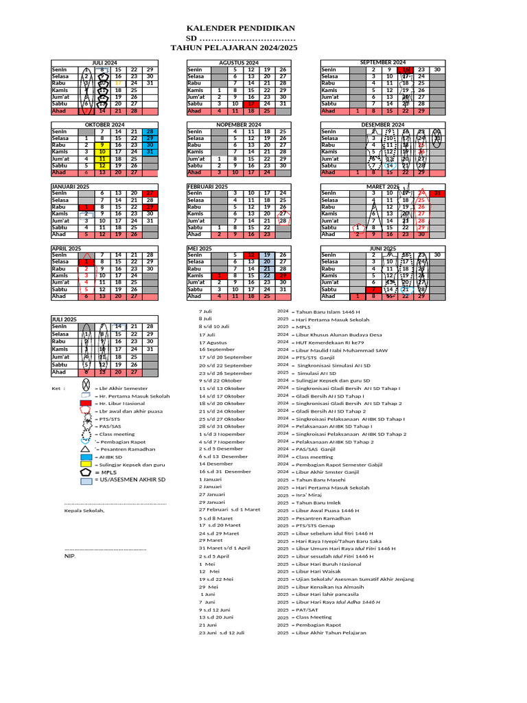 Kalender Pendidikan 2024-2025 | PDF