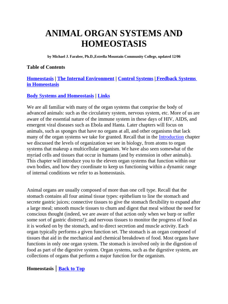 Animal Organ Systems and Homeostasis | PDF | Human Body | Thyroid ...