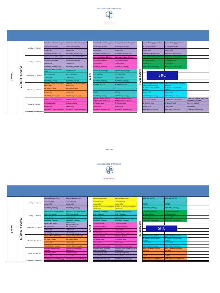 2022-2023 Level 300 Semester II Final Timetable Week 1-9 | PDF ...