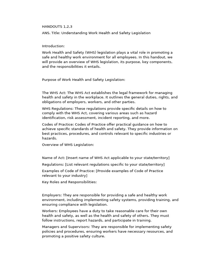 HANDOUTS 1,2,3 | PDF | Occupational Safety And Health | Hazards