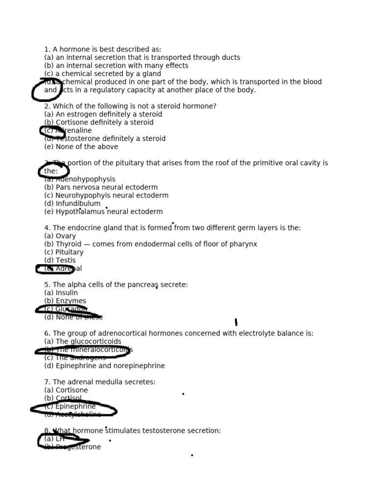 Endocrine Practice Questions Copy for Class | PDF | Adrenal Gland ...