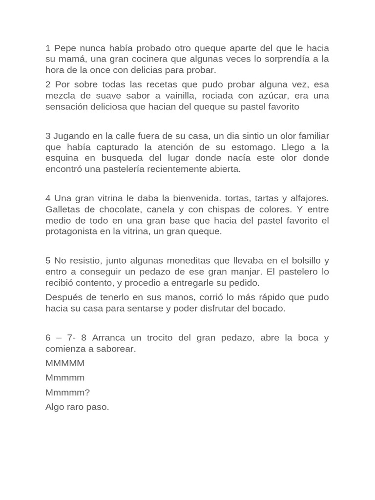 Hoy Les Contaremos La Historia de Pepe | PDF | Pasteles | Confitería