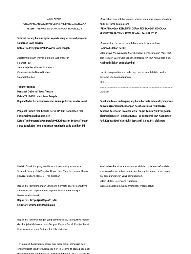 Contoh Atur Acara Semi Formal | PDF