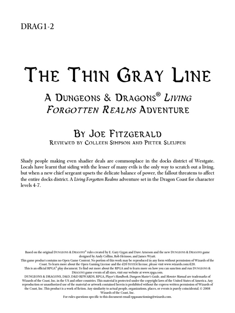 DRAG1-2 The Thin Gray Line | PDF | Dungeons & Dragons | Gary Gygax Games