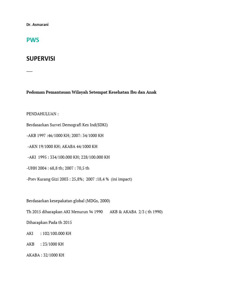 PWS Dan Supervisi | PDF