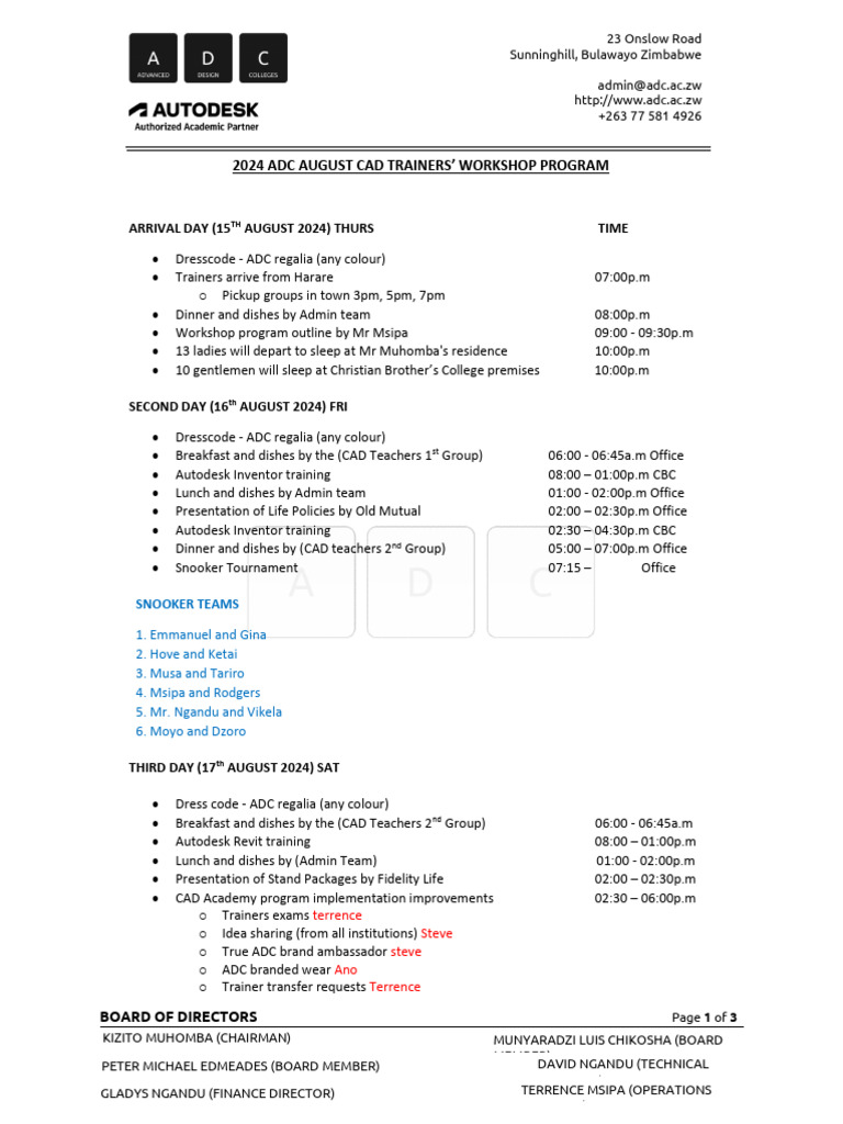 August Workshop 2024 Word | PDF | Cuisine | Foods
