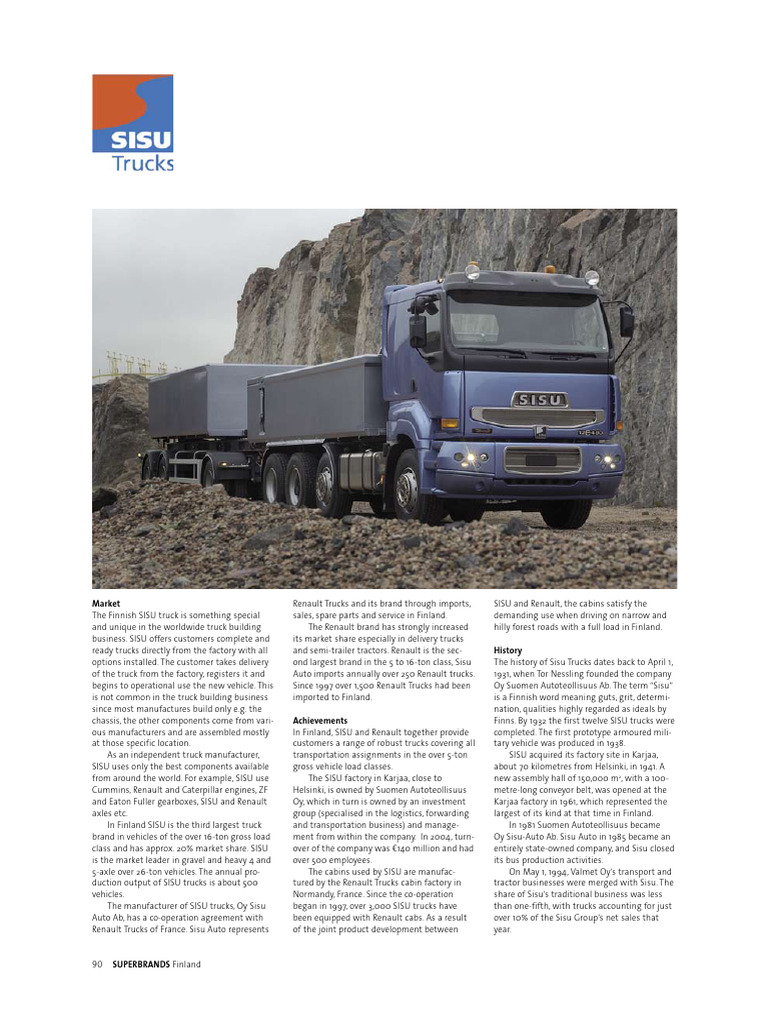 Finland Edition 1 Sisu Trucks | PDF | Truck | Motor Vehicle