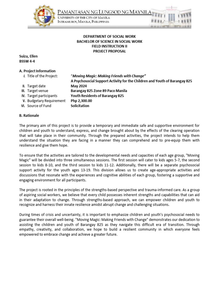 Project Proposal | PDF | Psychological Resilience | Behavioural Sciences