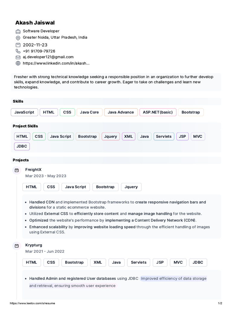 AJ_Resume (1) | PDF | Bootstrap (Front End Framework) | J Query