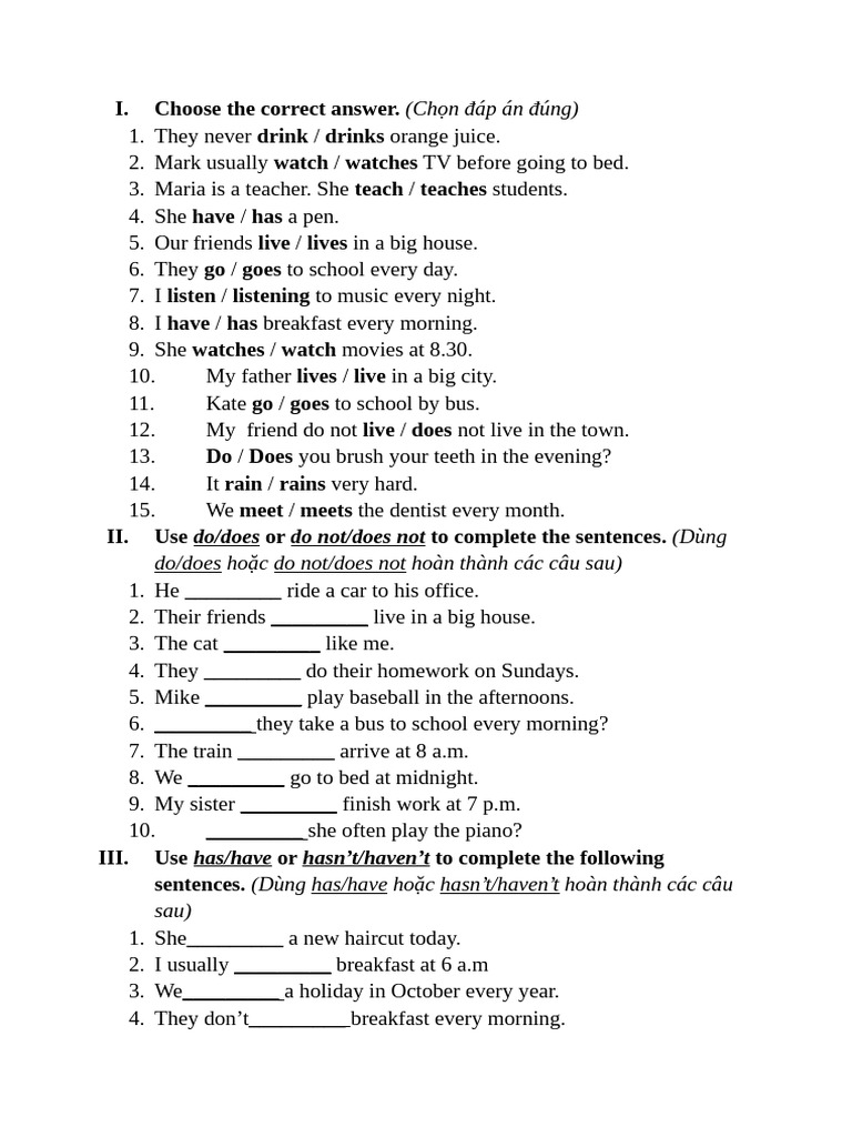 Present Tense - Verb Bare Inf | PDF | Language Arts & Discipline | Foreign Language Studies