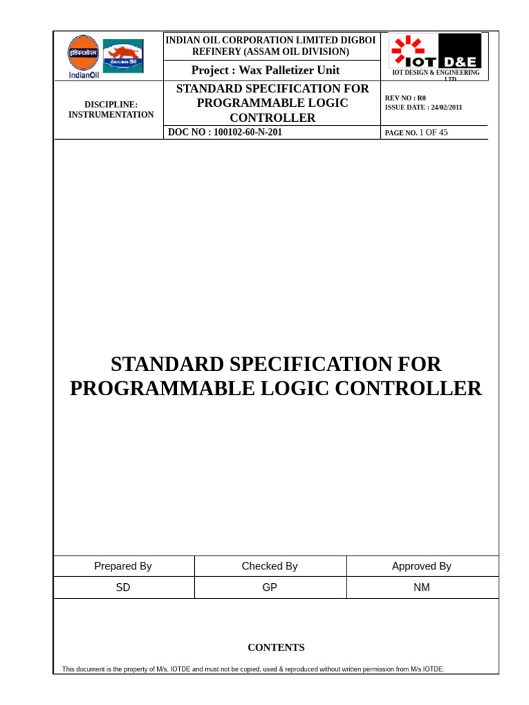 40 - Standard Specification For Programmable Logic Controller (PLC ...