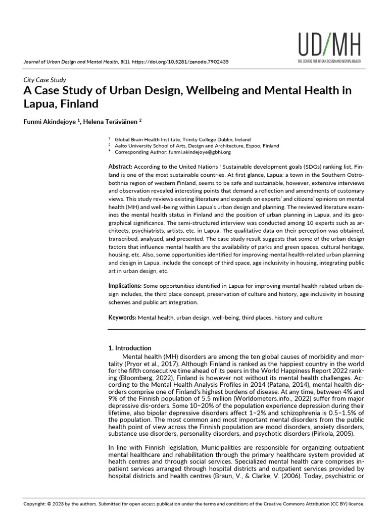 A Case Study of Urban Design, Wellbeing and Mental Health in Lapua ...
