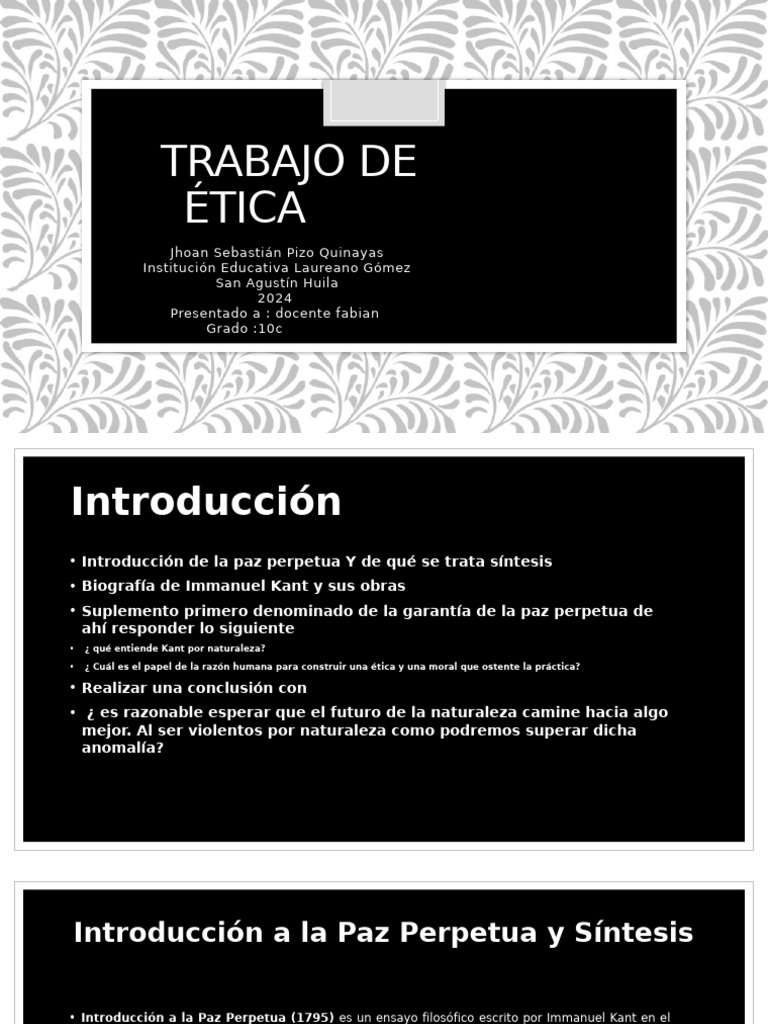 Trabajo de Ética (Juan Jose Jimenez Argote 10C) | PDF | Immanuel Kant ...