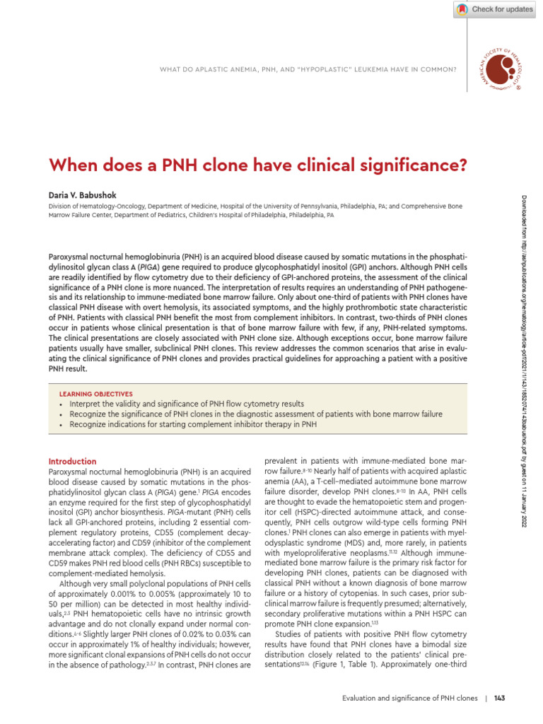 When Does A PNH Clone Have Clin I Cal Sig Nif Cance ? | PDF | Medical ...