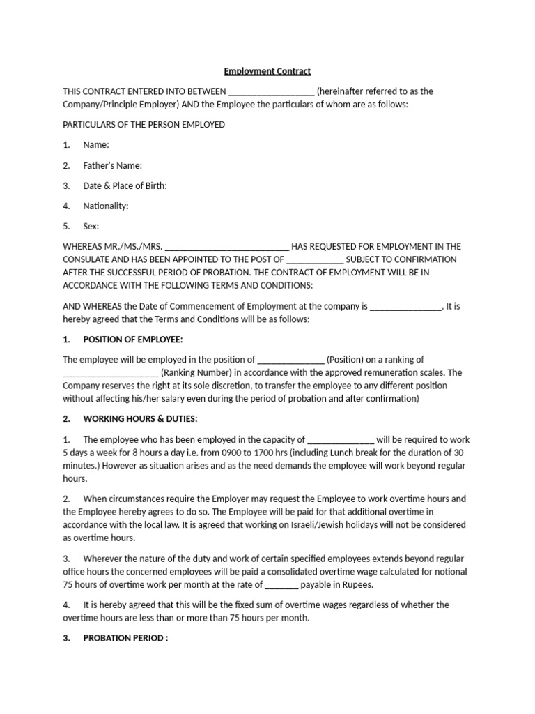 Employment Contract | PDF | Employment | Salary