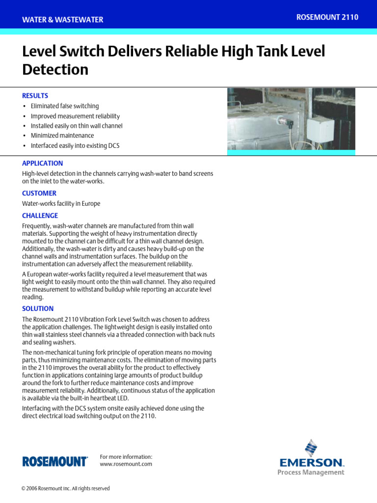 Level Switch Delivers Reliable High Tank Level | PDF | Reliability ...