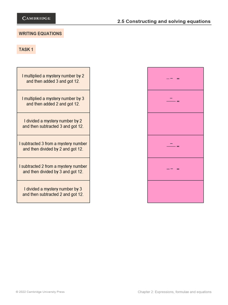 Writing and Solving Equations Guide | PDF | Equations | Applied Mathematics