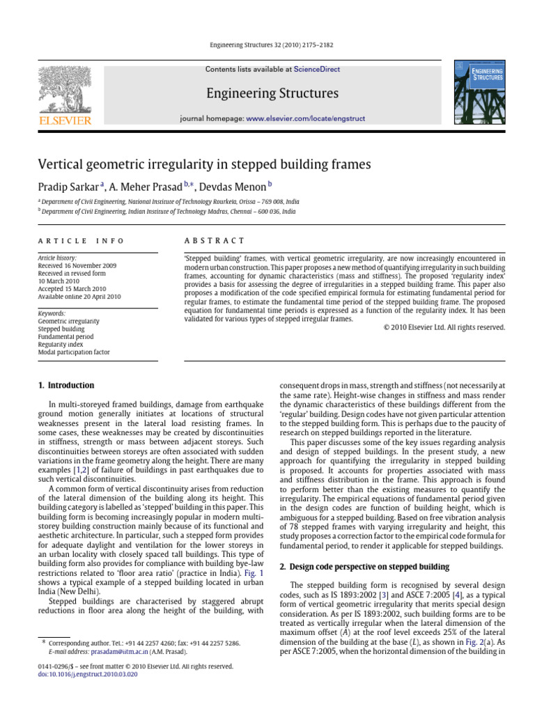Vertical Geometric Irregularity in Stepped Building Frames | PDF ...