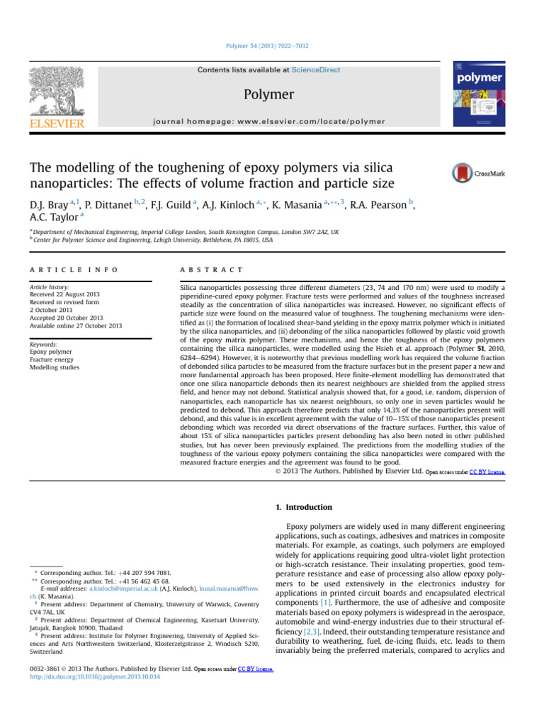 Toughening Epoxy Polymers with Silica Nanoparticles | PDF ...