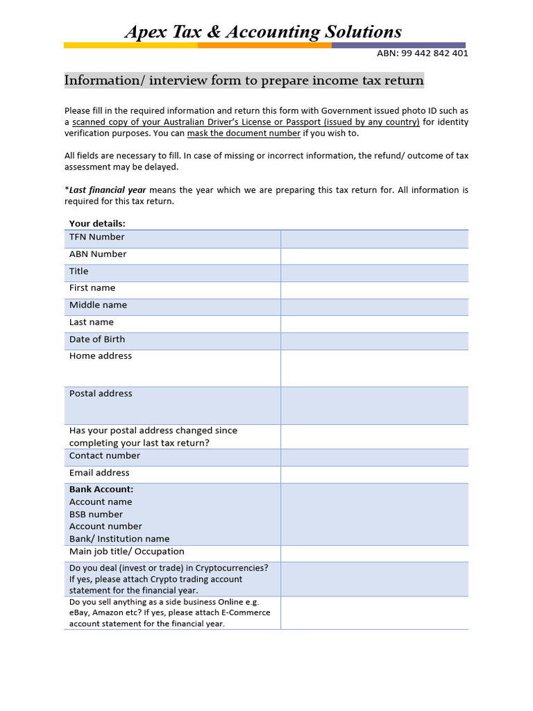 Form 2. Tax Return Information | PDF | Taxes | Expense