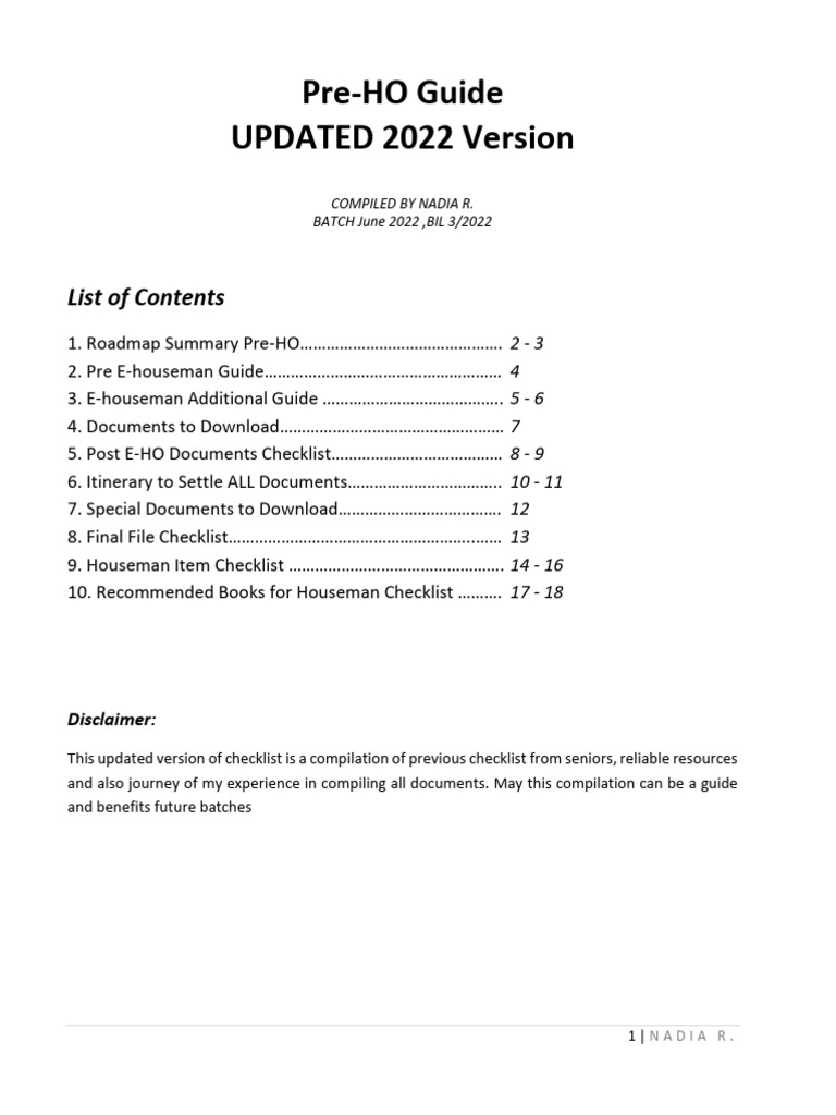 Updated EHO Detailed Checklist 2022 | PDF | Medicine | Clinical Medicine