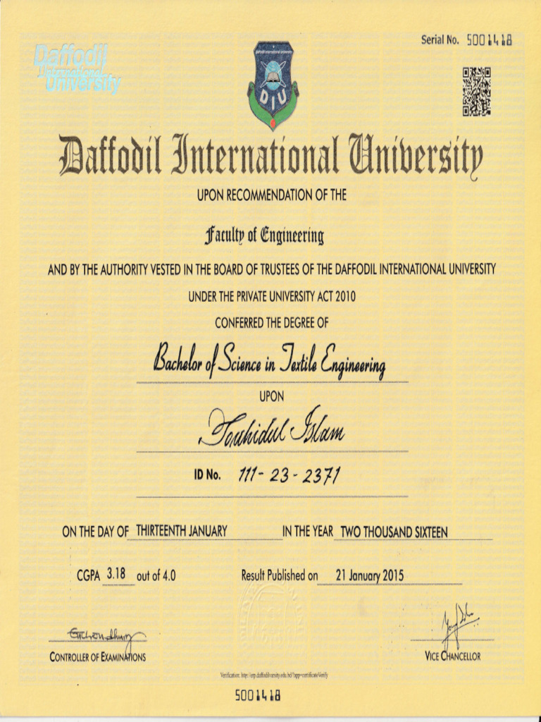 Bachelor Certificate | PDF