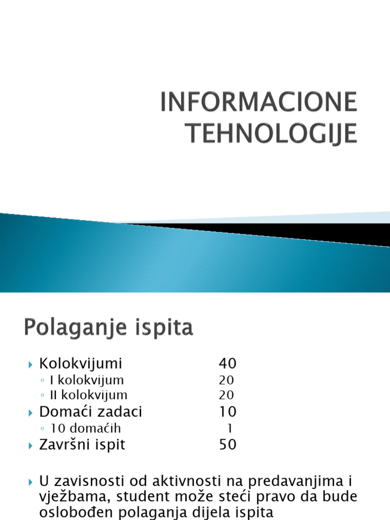 INFORMACIONE TEHNOLOGIJE - Info | PDF