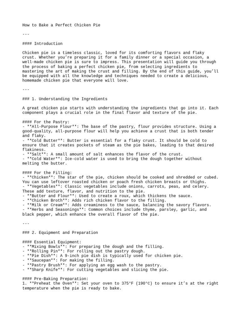 How To Bake A Perfect Chicken Pie | PDF | Baking | Breads