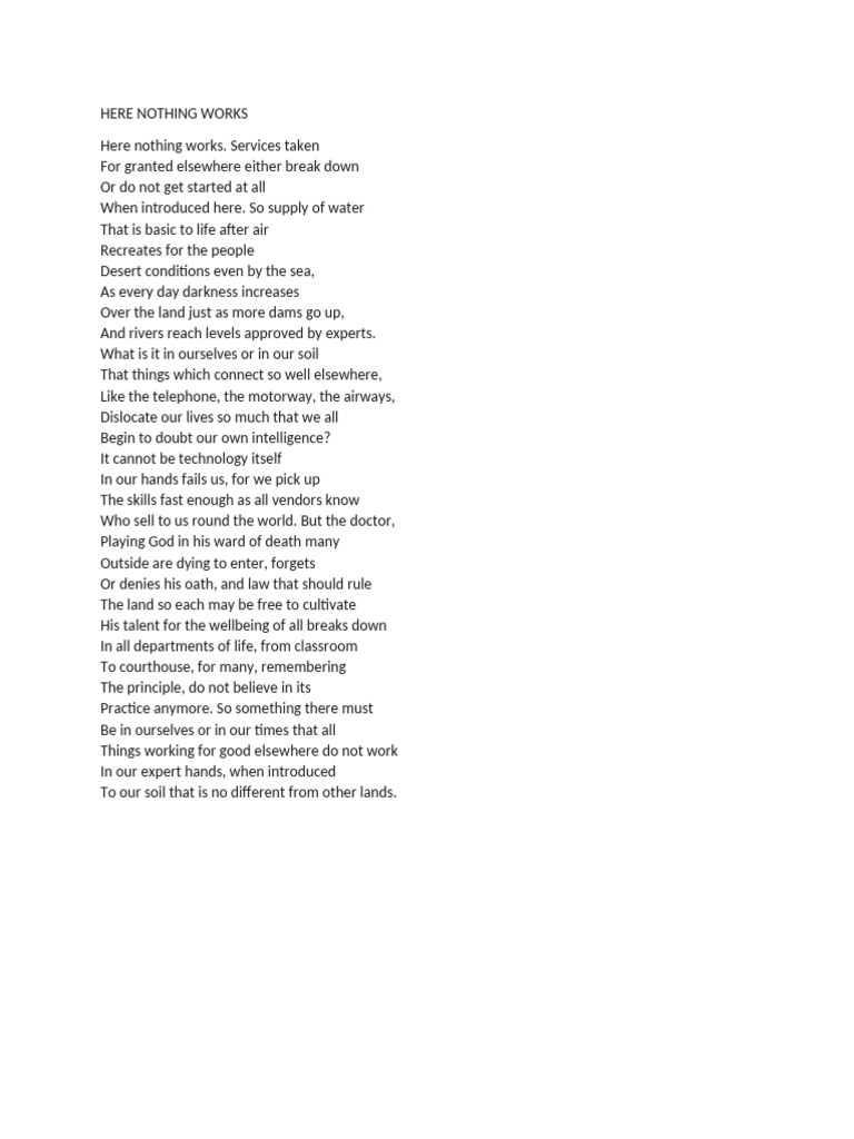 Here Nothing Works: A Reflection | PDF | Foreign Language Studies ...