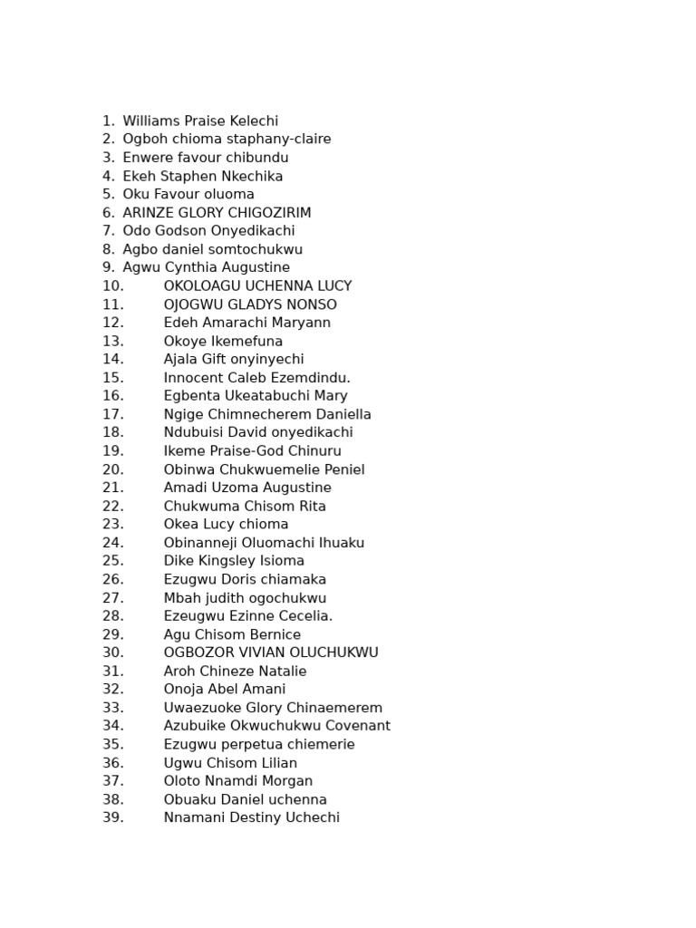 Class List in Five Divisions | PDF