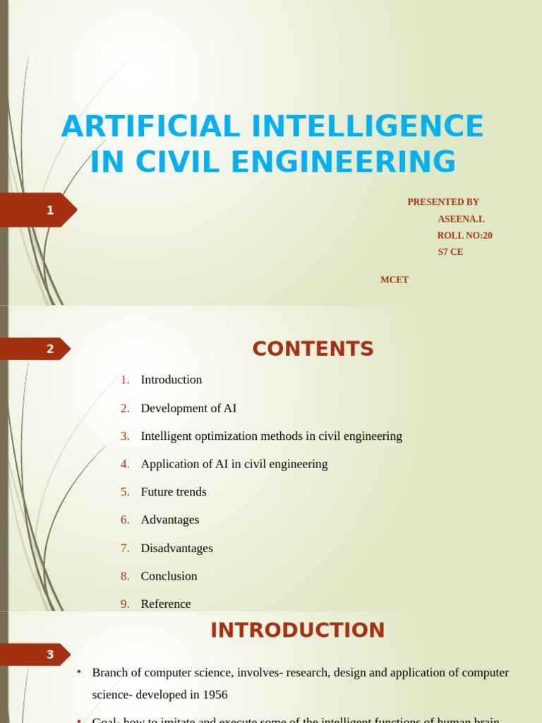 Artificial Intelligence in Civil Engineering: Presented by Aseena.L ...
