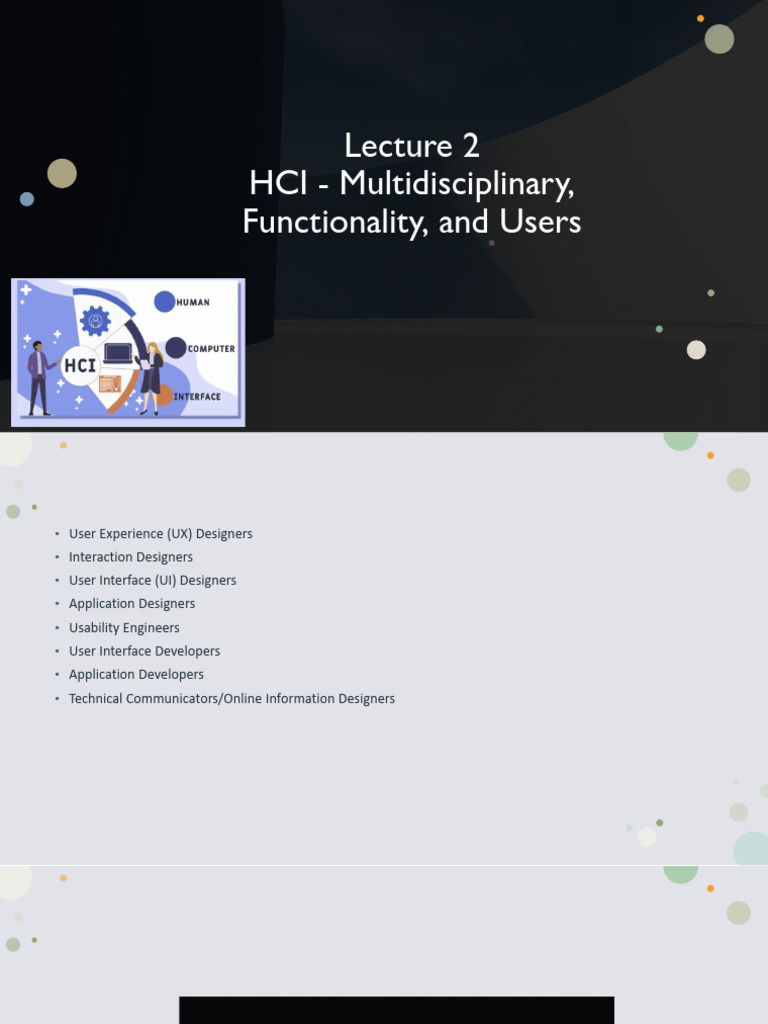 Lecture 2 - HCI - Multidisciplinary, Functionality, and Users | PDF | Human–Computer Interaction ...
