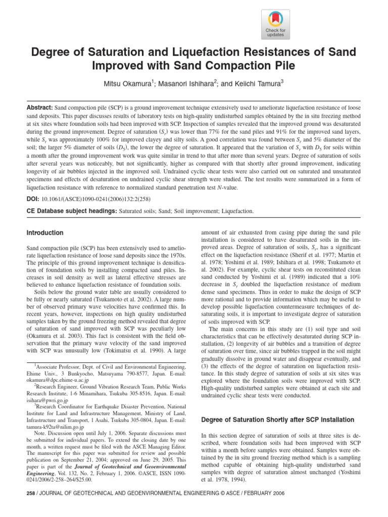 Degree of Saturation and Liquefaction Resistances of Sand | PDF | Deep Foundation | Earth Sciences