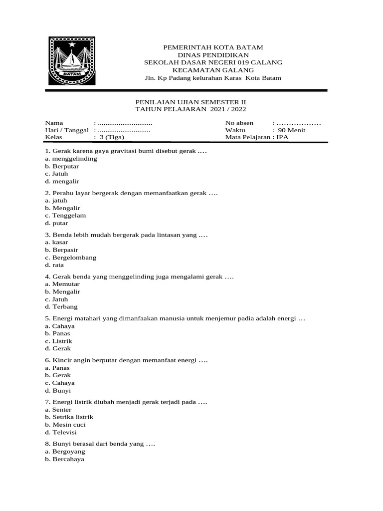 Soal Ipa KLS 3 2022 | PDF