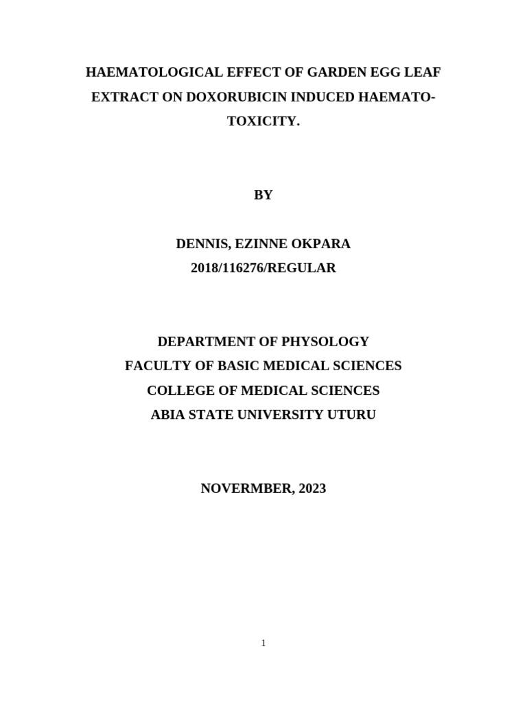 Chapter One Project Work | PDF | White Blood Cell | Chemotherapy