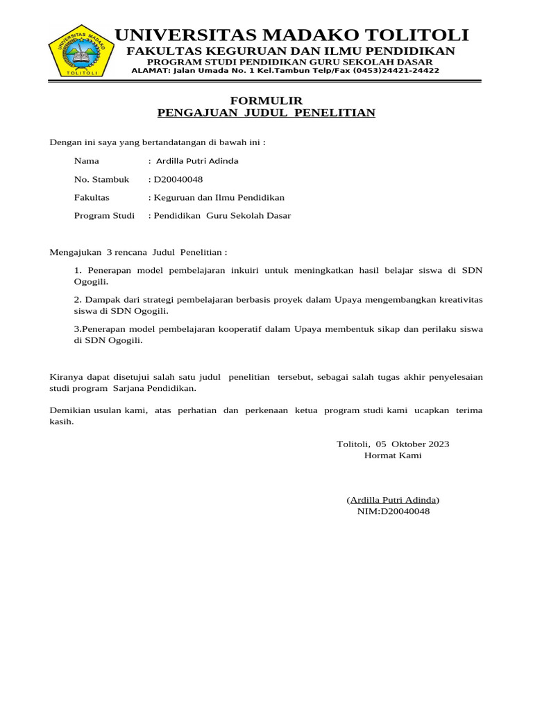 Judul Proposal Hasrina Ramadhani | PDF