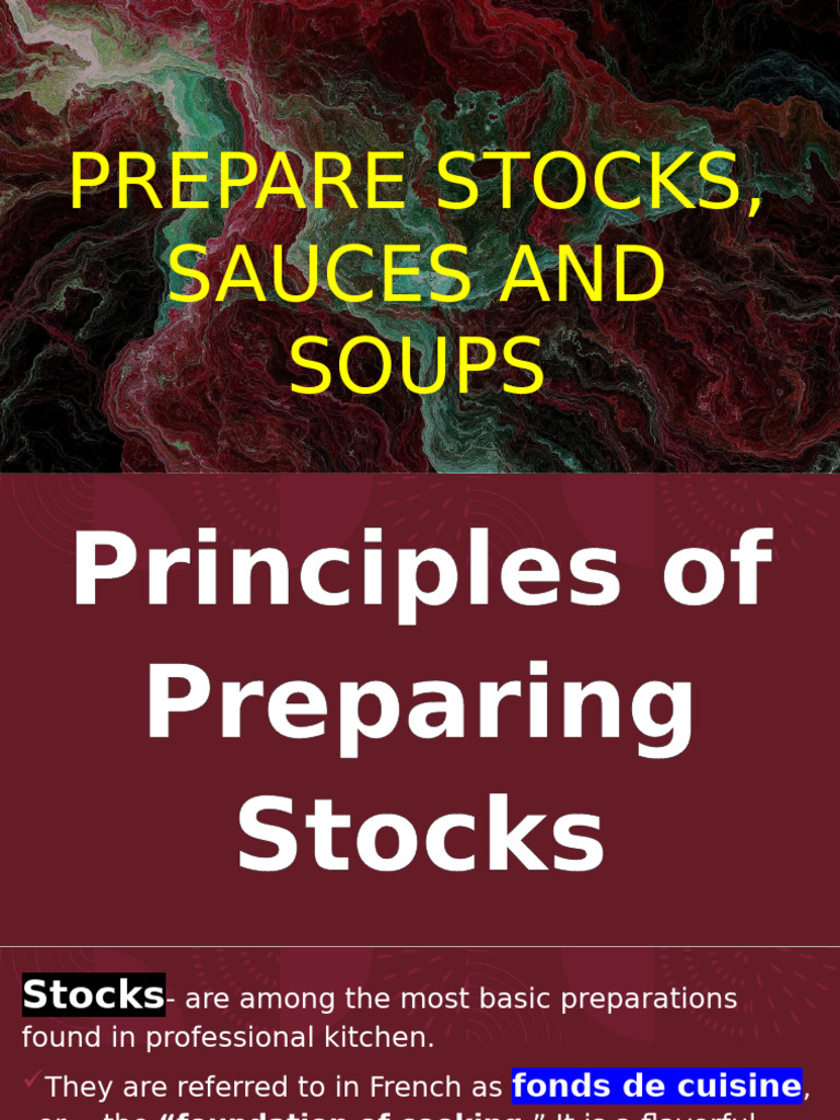Prepare Stocks Sauces and Soups | PDF | Stock (Food) | Western Cuisine