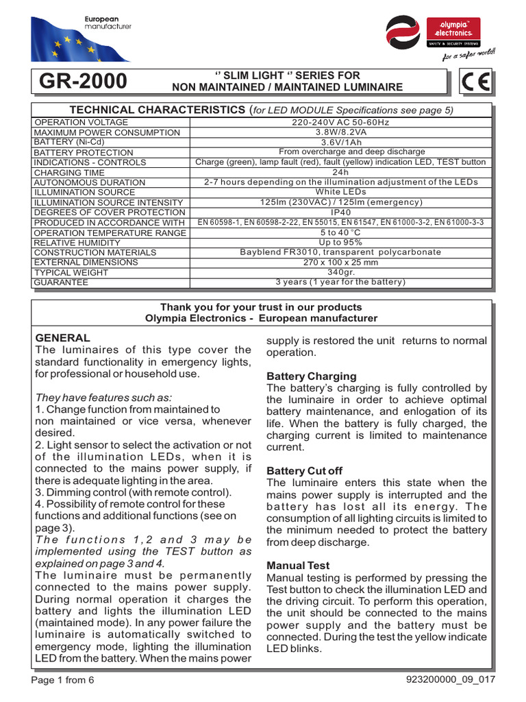 GR-2000_ManualEN | PDF | Light Emitting Diode | Lighting