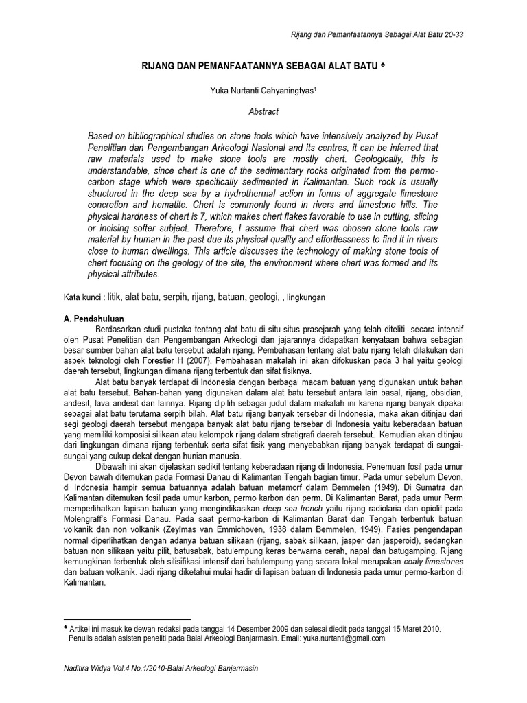Rijang: Alat Batu dan Geologinya | PDF